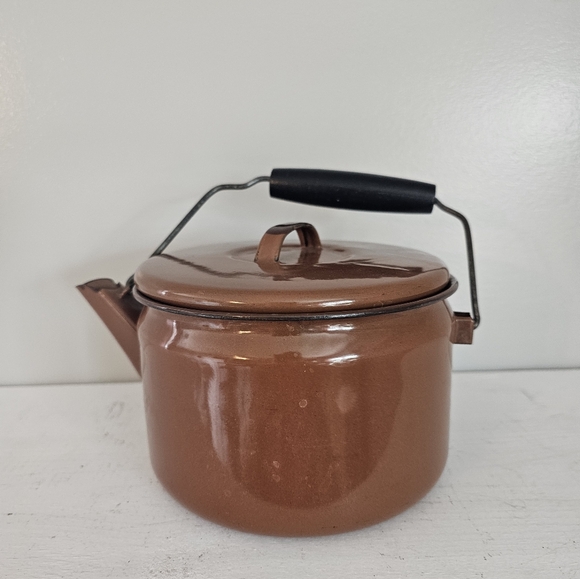 Accents | Vintage Brown Enamel Kettle | Poshmark